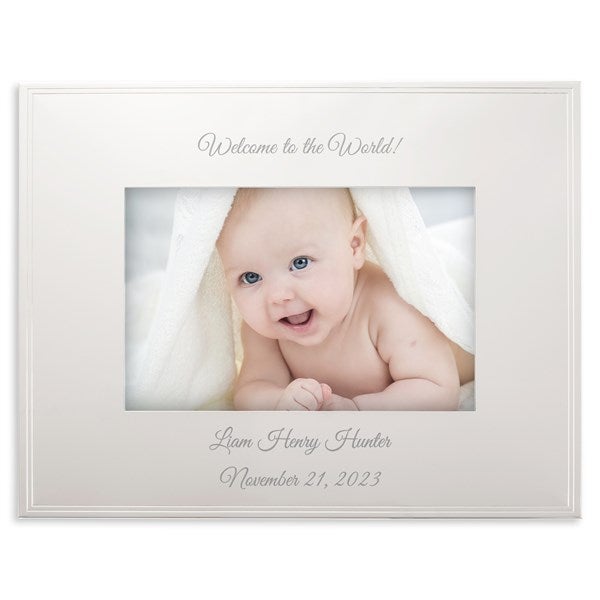 New Baby Personalized Tremont Silver 4x6 Picture Frame - Horizontal