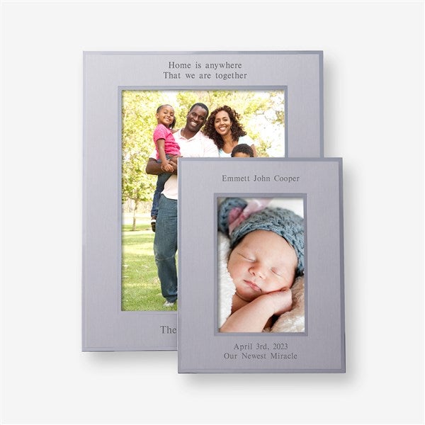 Personalized Grandparents Flat Iron Silver Picture Frame - Vertical 8x10