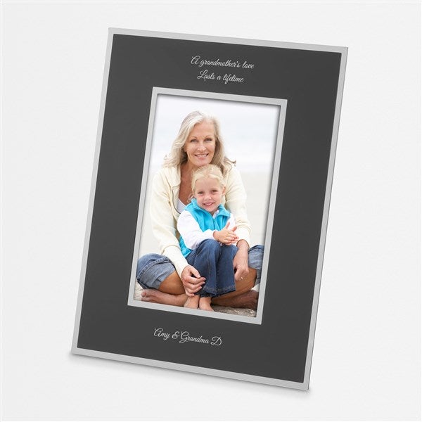 Grandparents Engraved Flat Iron Black Picture Frame - Vertical 4x6