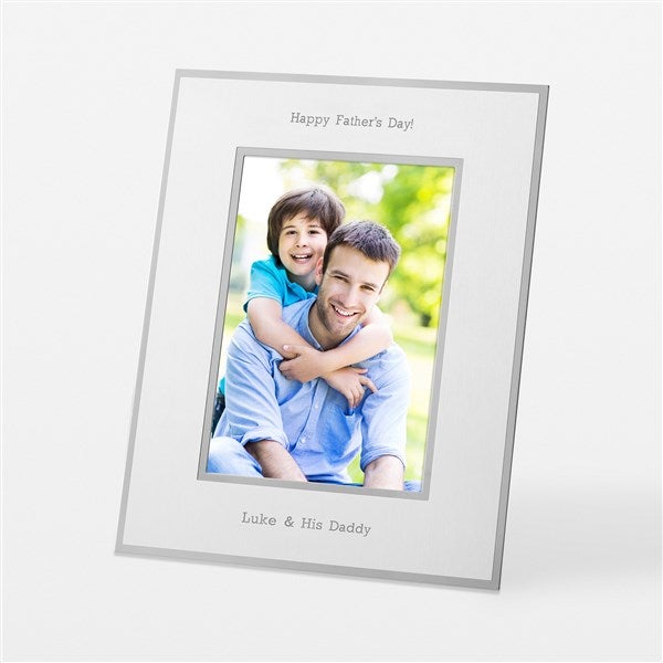 Engraved for Dad Flat Iron Silver Picture Frame - Vertical 5x7