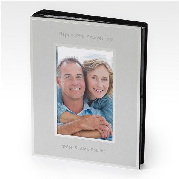 Engraved Anniversary Flat Iron Silver Photo Album