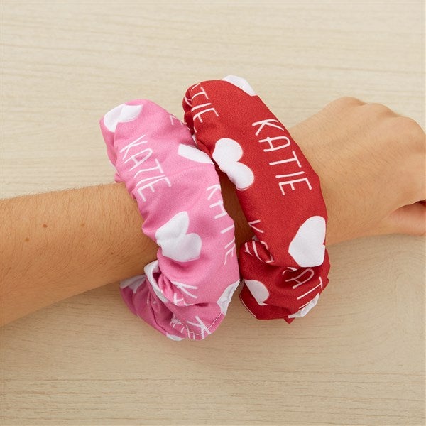 Repeating Hearts Personalized Scrunchie Set