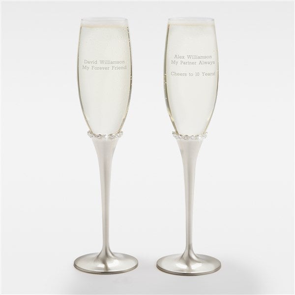 Engraved Anniversary Princess Flute Set - Silver
