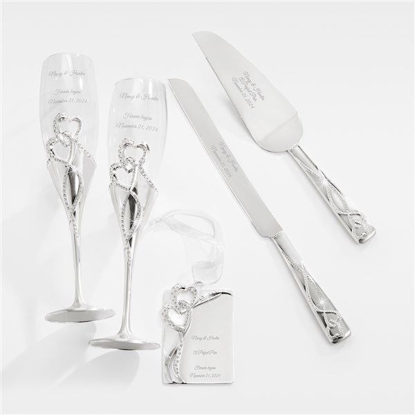 Engraved Intertwined Heart Engagement Gift Set