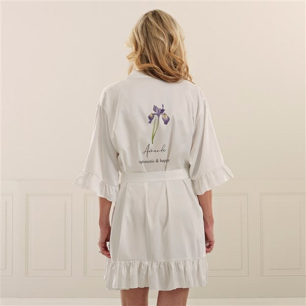 Birth Month Flower Personalized Ruffle Satin Robe