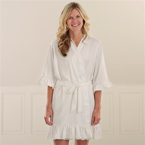 Metallic Foil Bride Personalized Ruffle Satin Robe