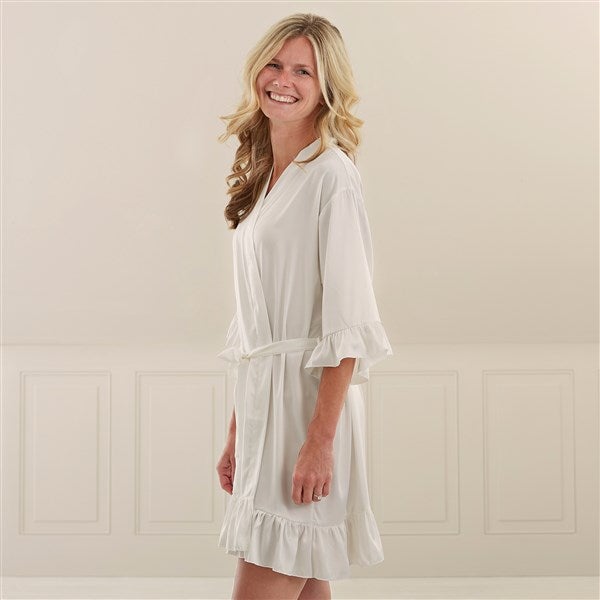 Metallic Foil Bride Personalized Ruffle Satin Robe
