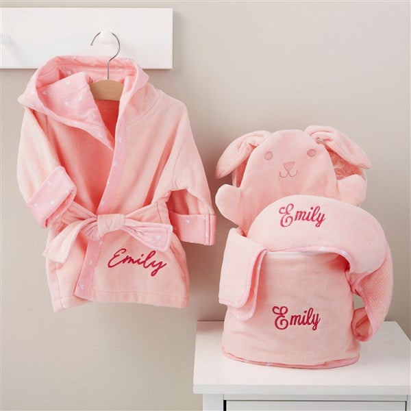 Embroidered Baby Bath Robe - Blue