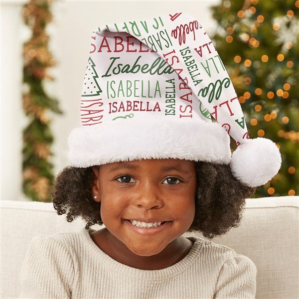 Holiday Repeating Name Personalized Youth Santa Hat