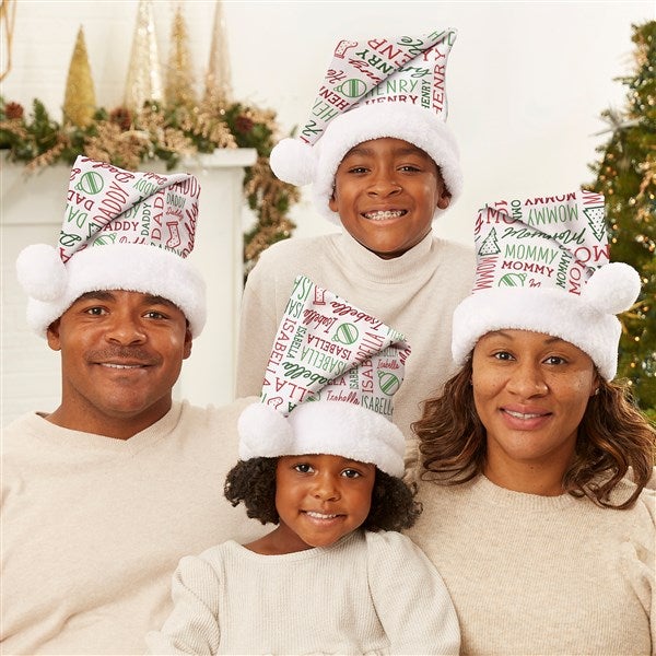 Holiday Repeating Name Personalized Santa Hat