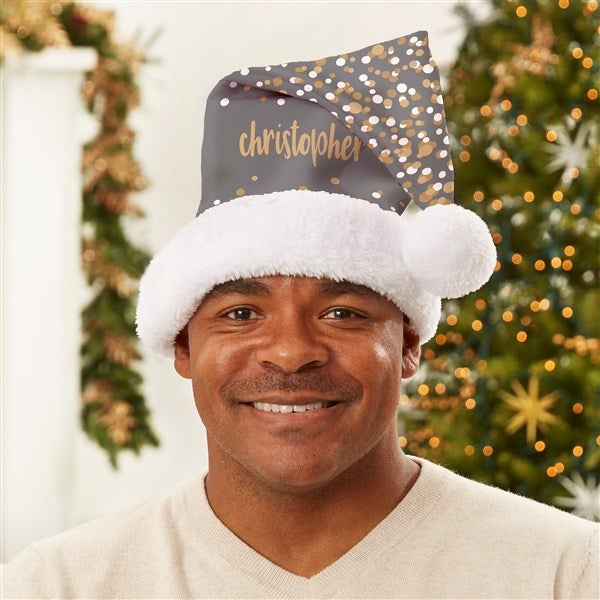 Sparkling Name Personalized Santa Hat