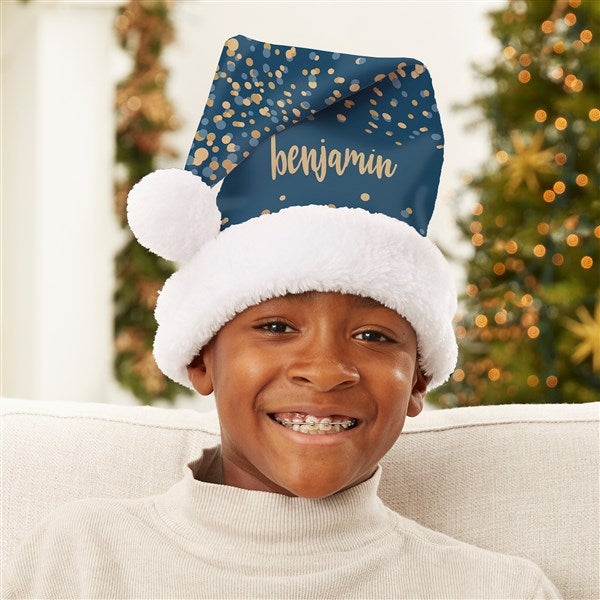 Sparkling Name Personalized Kids Santa Hat