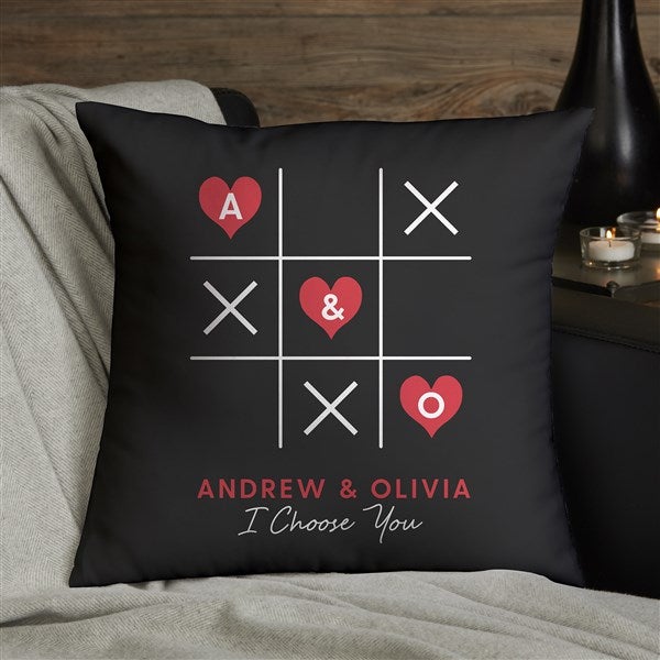 Tic Tac Toe Love Personalized Throw Pillow