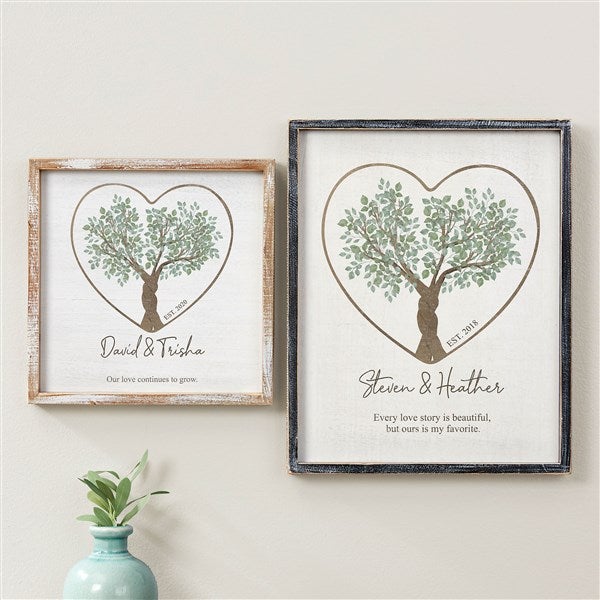 Rooted In Love Personalized Whitewashed Barnwood Frame Wall Art - 12x12