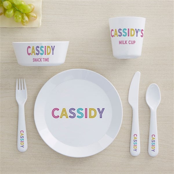 Girls Colorful Name Personalized Kids Dinnerware
