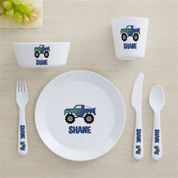 Construction & Monster Trucks Personalized Kids Dinnerware