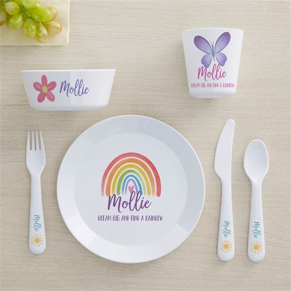 Watercolor Brights Personalized Kids Dinnerware