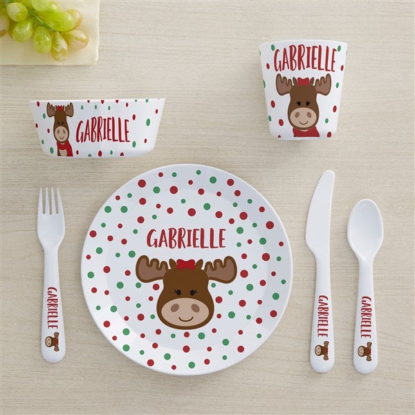 Christmas Moose Personalized Kids Dinner Plate