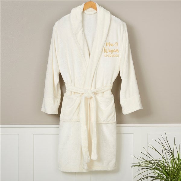 Bride Bling Wedding Embroidered Luxury Fleece Robe - Ivory