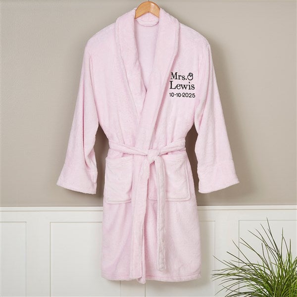 Bride Bling Wedding Embroidered Luxury Fleece Robe - Pink