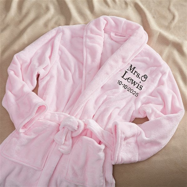 Bride Bling Wedding Embroidered Luxury Fleece Robe - Pink