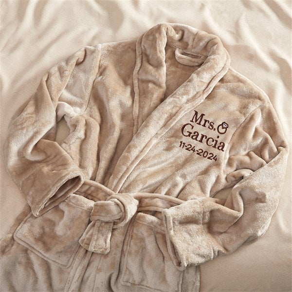 Bride Bling Wedding Embroidered Luxury Fleece Robe - Ivory