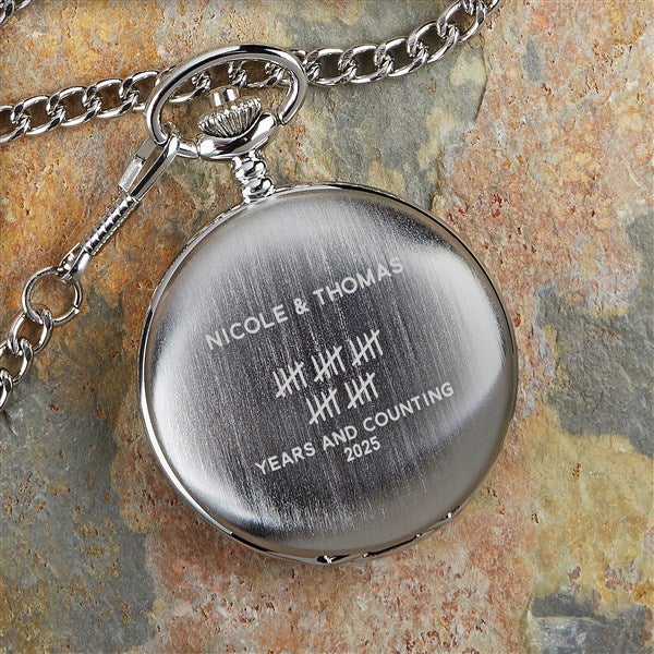 Anniversary Tally Engraved Silver Pocket Watch