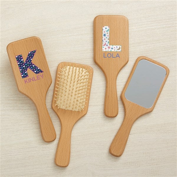 Pop Pattern Personalized Wood Hand Mirror