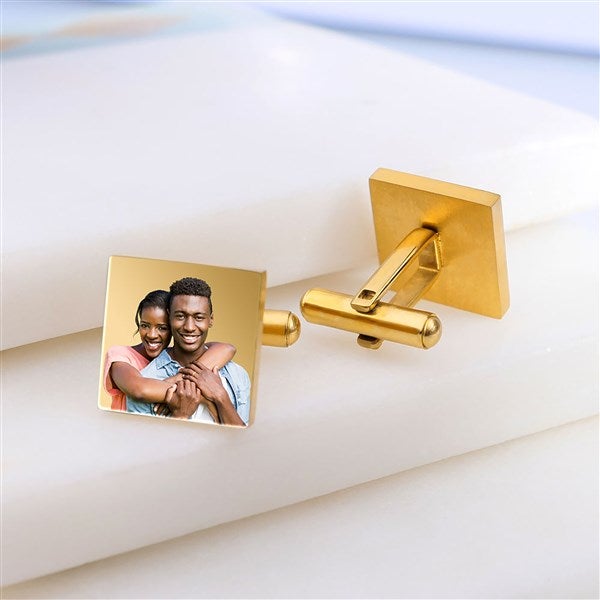 Personalized Square Photo Cufflinks - Gold Plated