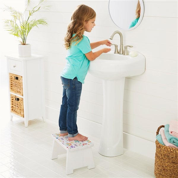Watercolor Brights Personalized Kids Step Stool