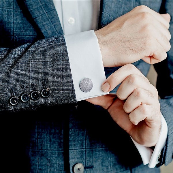 Personalized Round Fingerprint Cufflinks