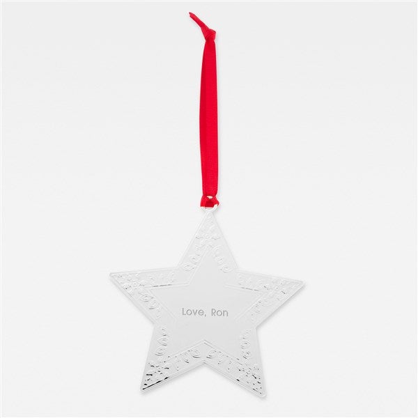 Engraved Silver Star Metal Ornament