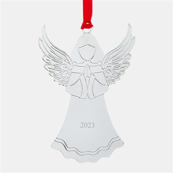 Engraved Silver Angel Metal Ornament