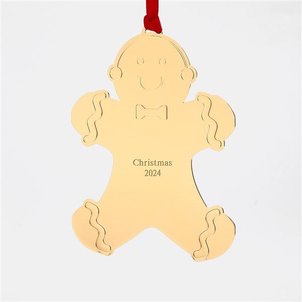 Engraved Gold Gingerbread Holiday Ornament