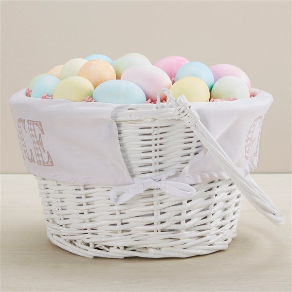 Easter Gingham Name Personalized Easter Basket - Natural