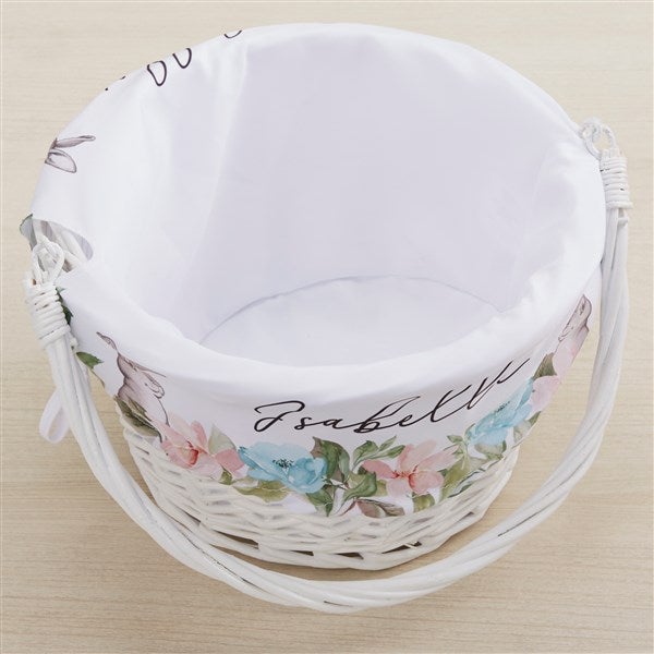 Floral Bunny Personalized Easter Basket - White
