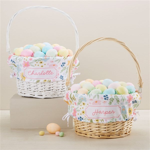 Easter Flowers Personalized Easter Basket - Natural