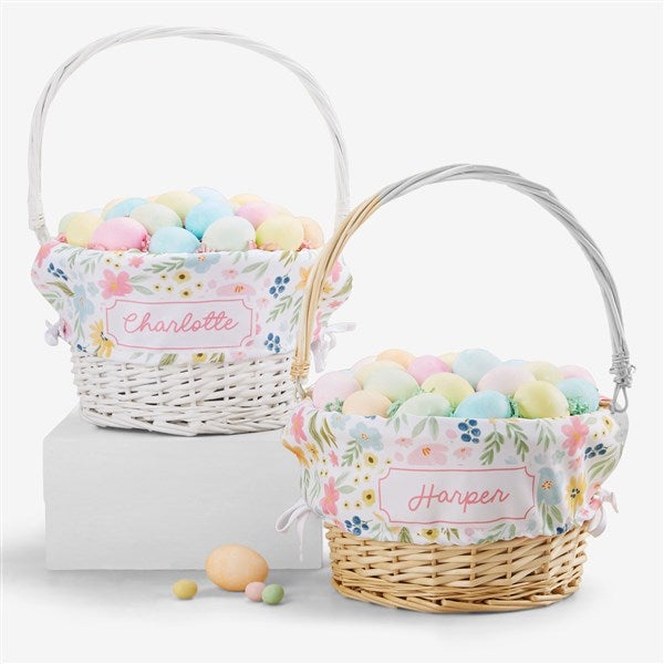 Easter Flowers Personalized Easter Basket - Natural