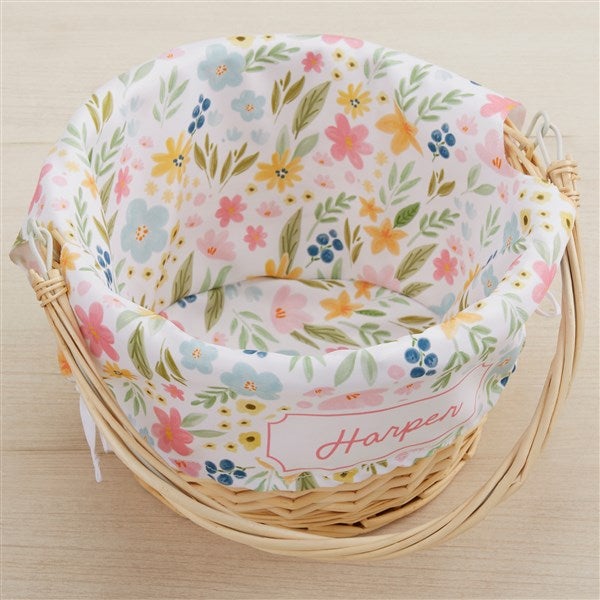 Easter Flowers Personalized Easter Basket - Natural
