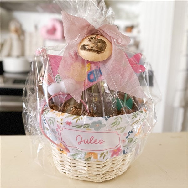 Easter Flowers Personalized Easter Basket - Natural