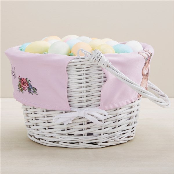 Easter Girl Bunny Personalized Easter Basket - White