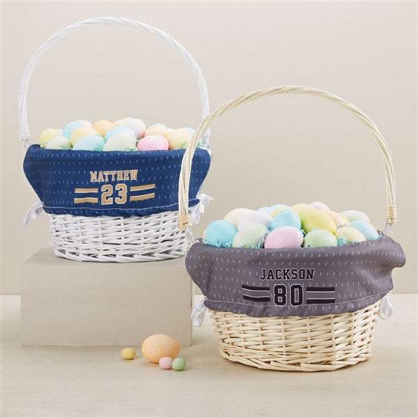 Sports Jersey Personalized Easter Basket - Natural Wicker