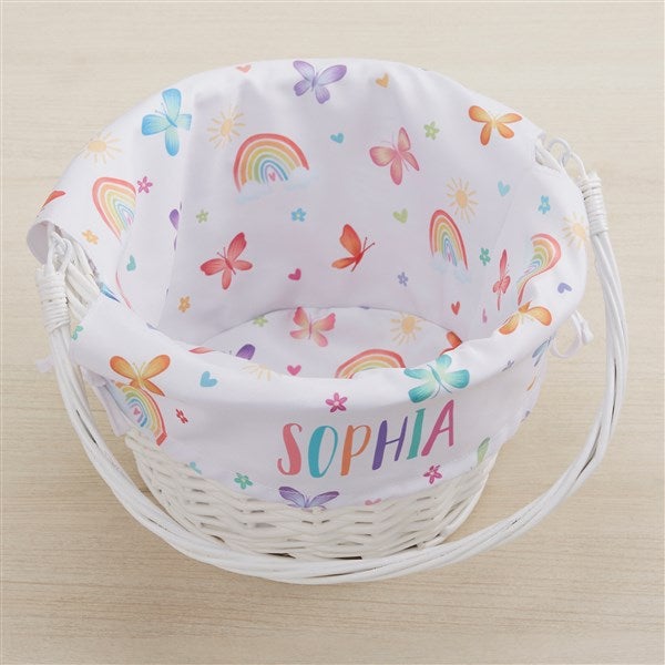 Watercolor Brights Personalized Easter Basket - White