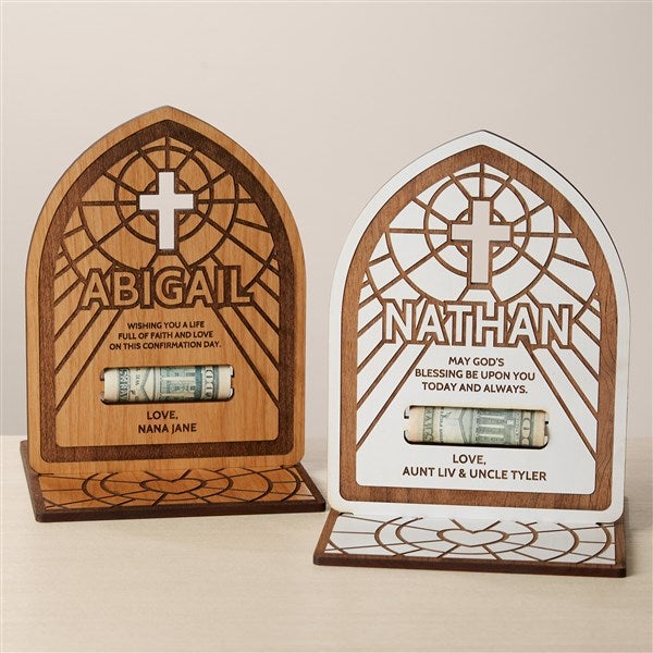 Religious Blessings Personalized Wood Money Holder