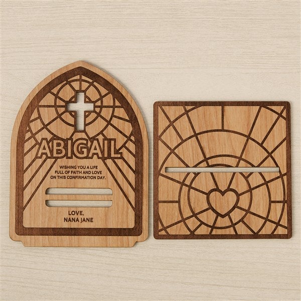 Religious Blessings Personalized Wood Money Holder - Natural Alderwood