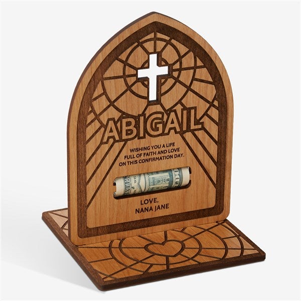 Religious Blessings Personalized Wood Money Holder - Natural Alderwood