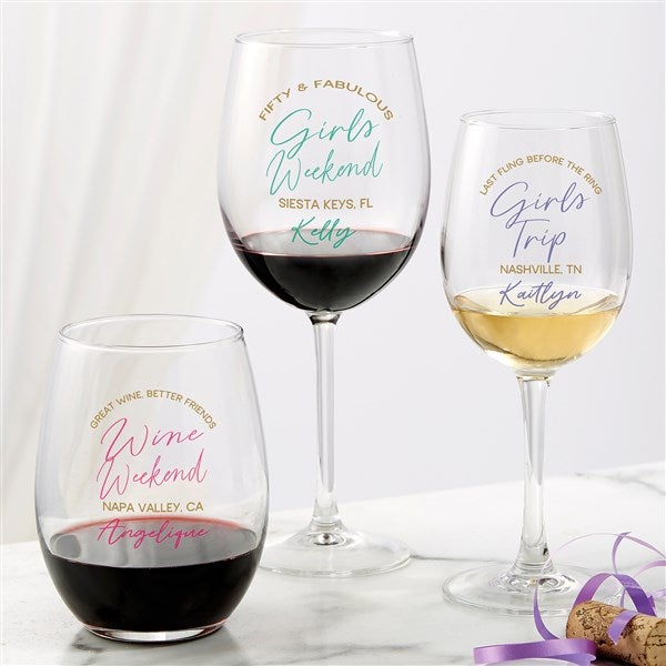Girls Trip Personalized Wine Glasses
