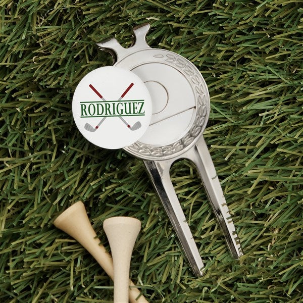 Crossed Clubs Personalized Divot Tool, Ball Marker & Clip