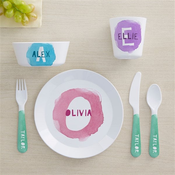 Watercolor Name Personalized Kids Plate