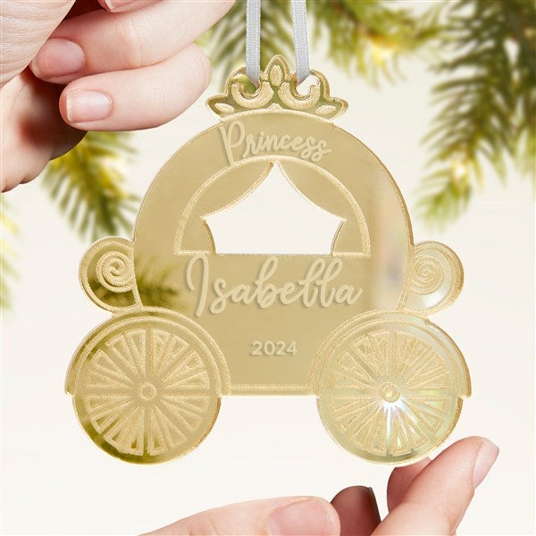 Princess Carriage Personalized Acrylic Ornament- Gold